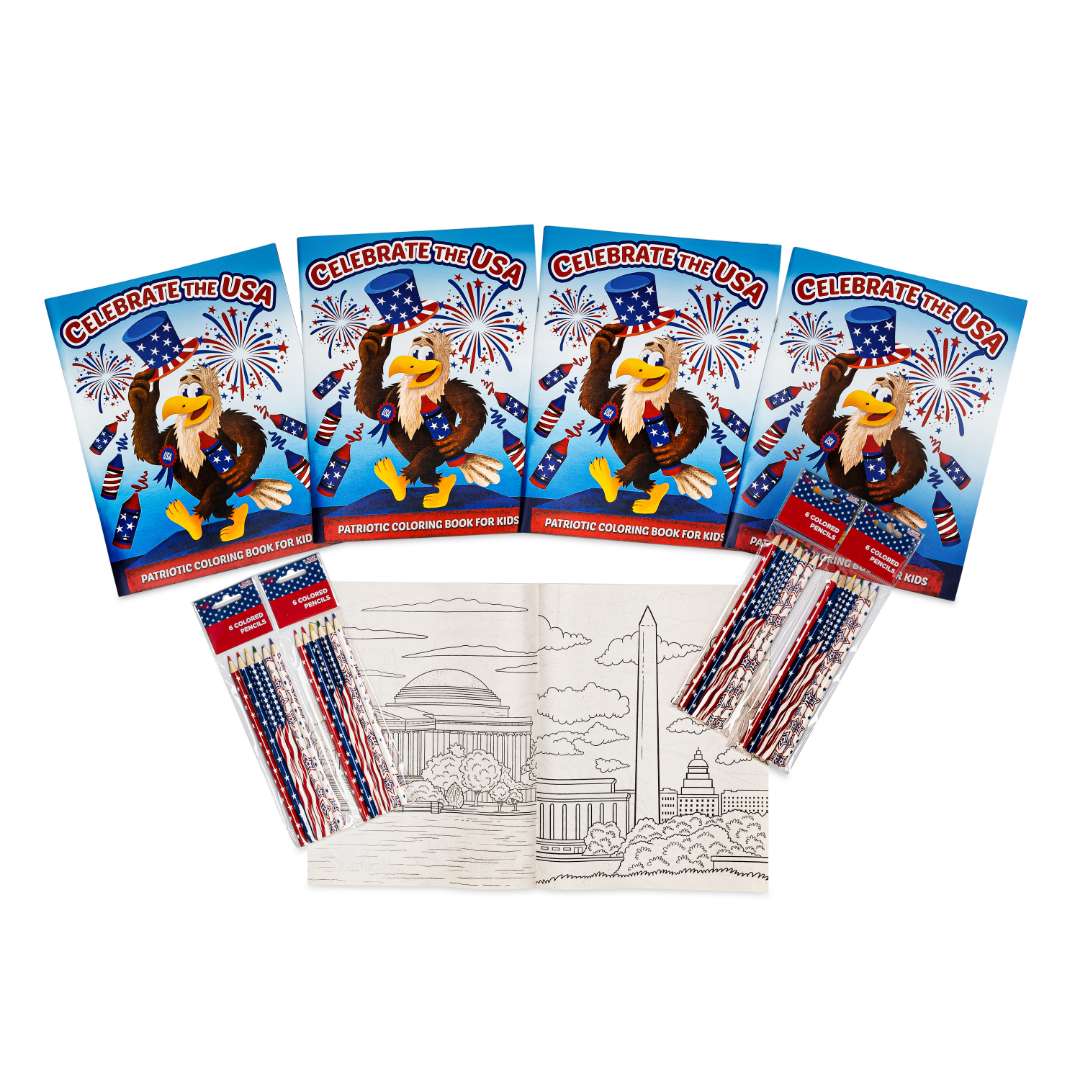 Patriotic Bundle - Coloring Books and Colored Pencils | DollarDays