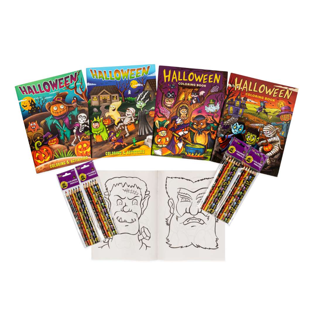 Halloween Bundle Coloring Books and Colored Pencils | DollarDays
