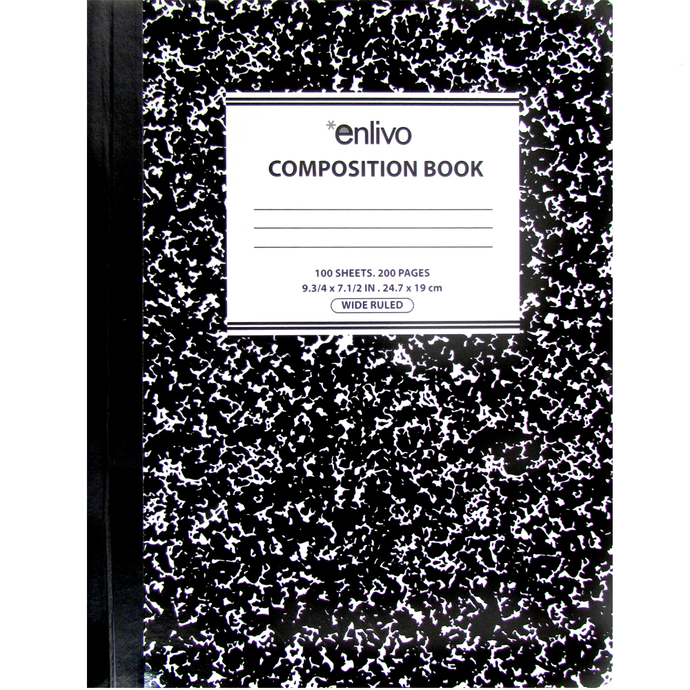 Wholesale Premium Black Composition Notebook Wide Ruled SKU 2303712 