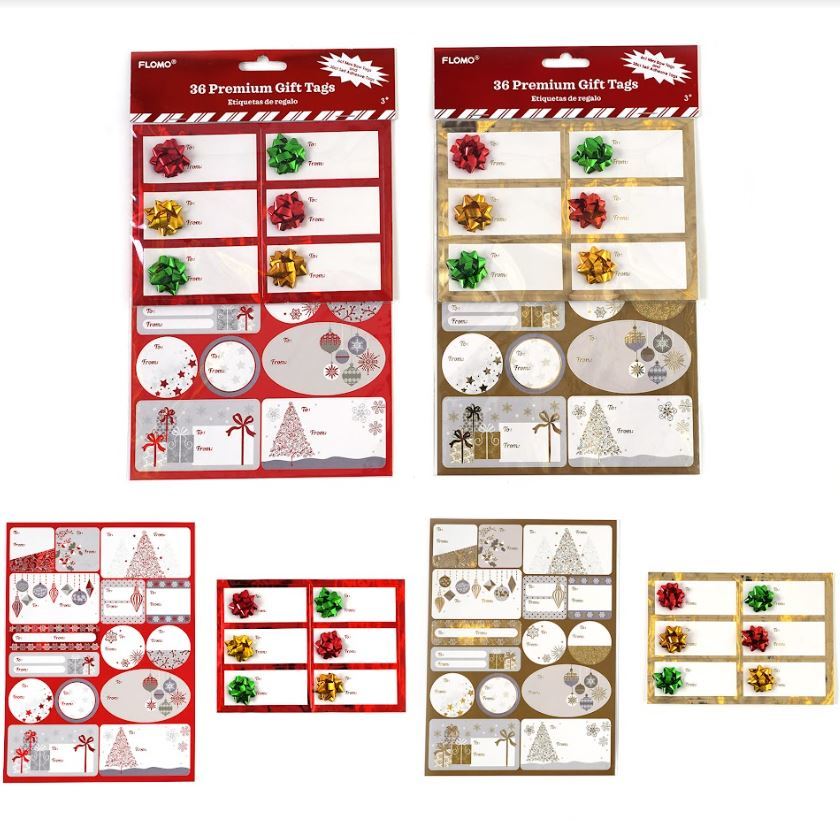 Wholesale Christmas Gift Tags - Assorted, 36 Pack - DollarDays