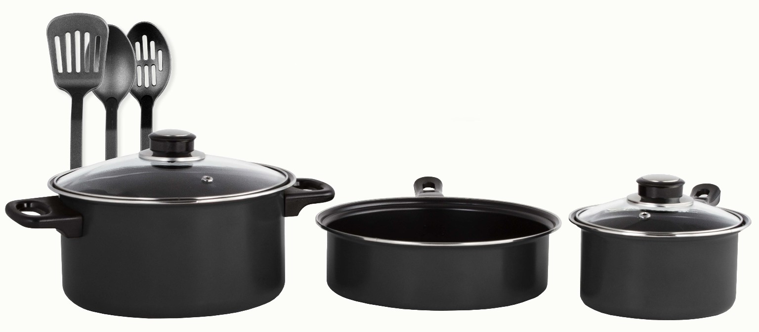 Wholesale 8-Piece Carbon Steel Non-Stick Cookware Set-Black Wholesale 8-Piece Carbon Steel Non-Stick Cookware Set-Black