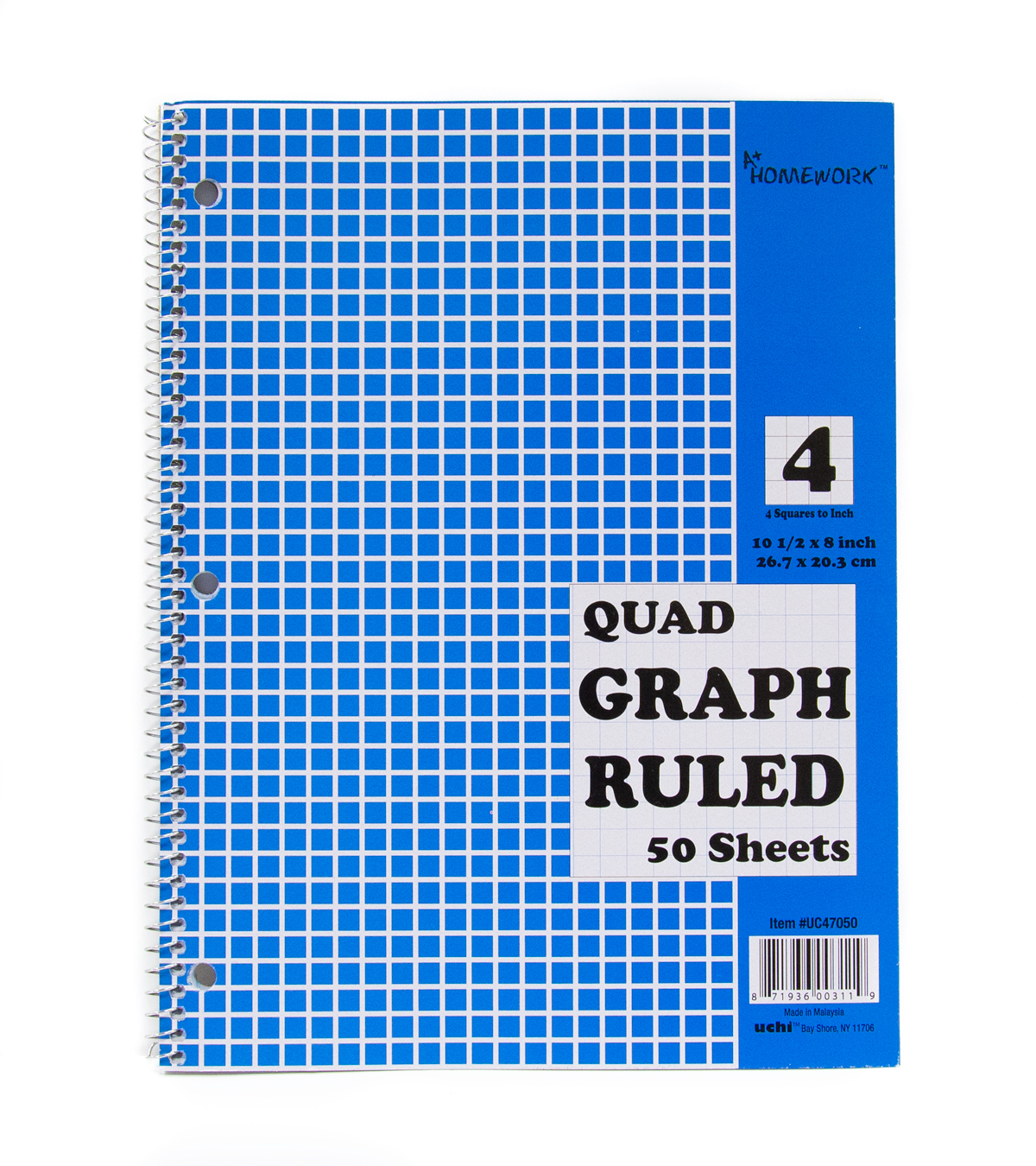 Wholesale Graph Ruled Spiral Notebook 50 Sheets Blue SKU 1457894 
