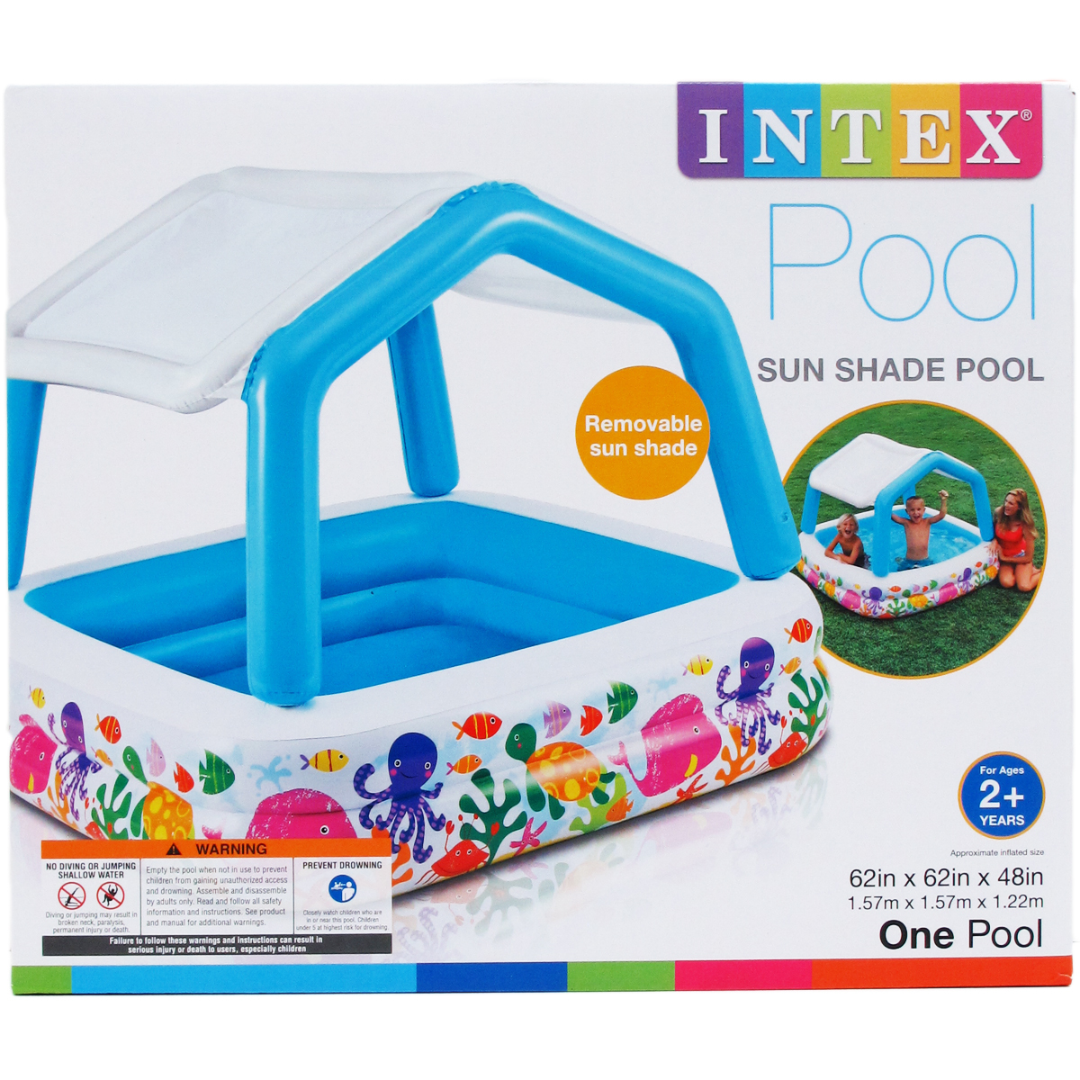 Wholesale Kids' Inflatable Pool w/ Sunshade - 62" x 62"