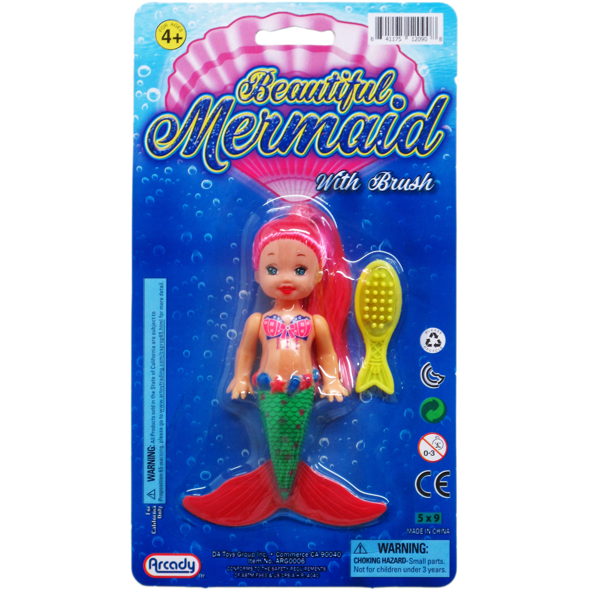 Wholesale Mermaid Doll with Brush - Assorted, Ages 4+