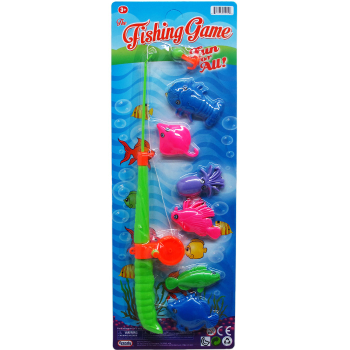 Wholesale Toy Fishing Sets - 6 Fish, Assorted, 13.5 Rod