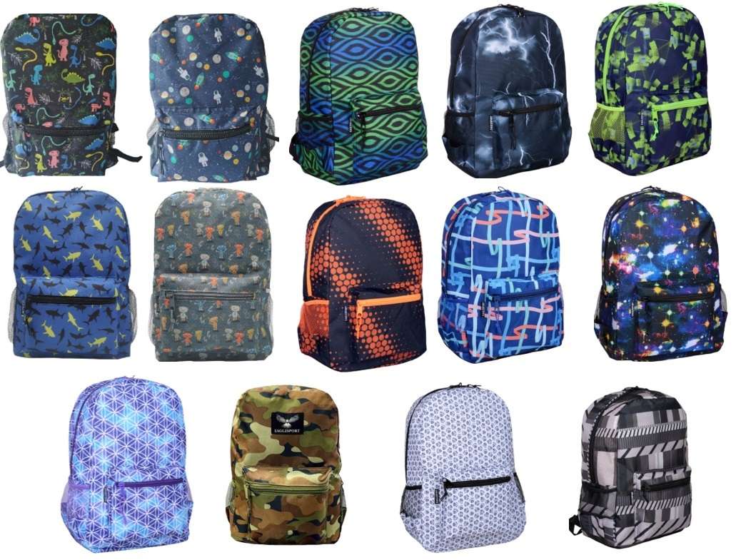 Wholesale Backpacks - 16", Assorted Designs | Bulk School Supplies