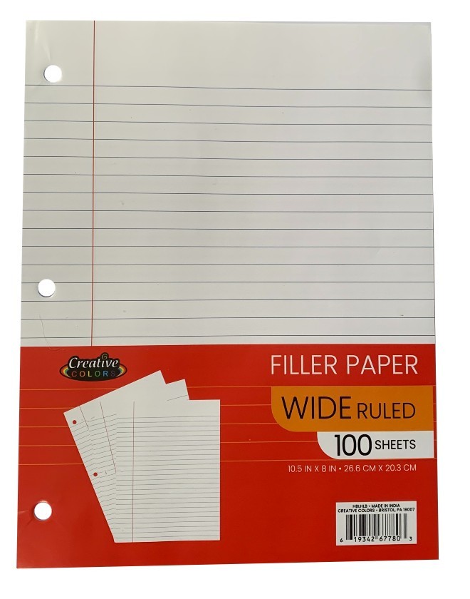 Wholesale Wide Ruled Filler Paper in 100 Sheet Packs - DollarDays