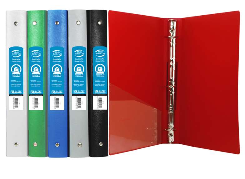 1" 3-Ring Poly Binders - Assorted Colors | DollarDays