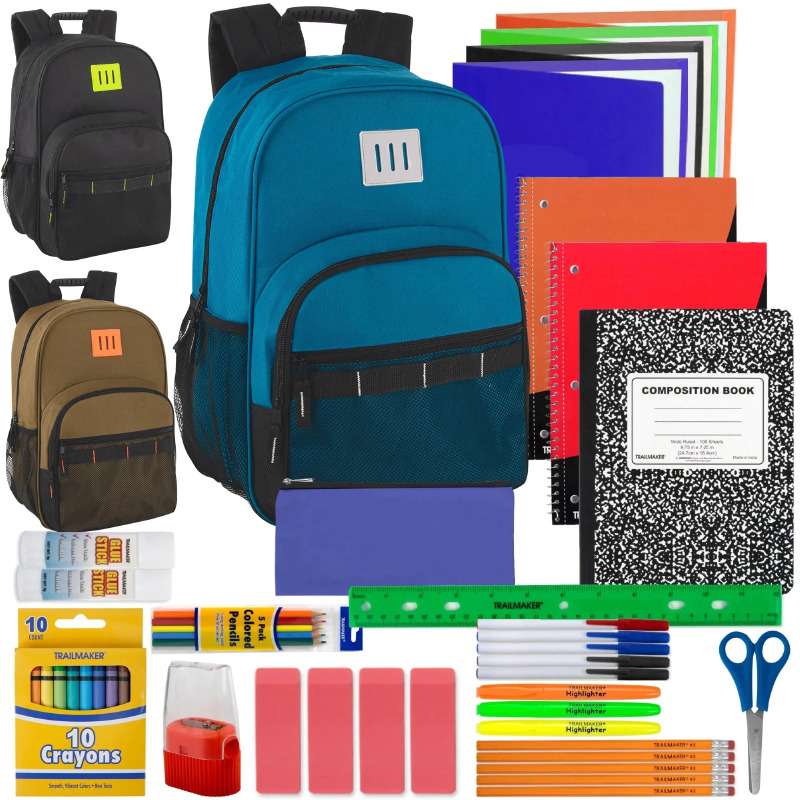 Two Tone Backpacks with 45-Piece School Supply Kits | DollarDays