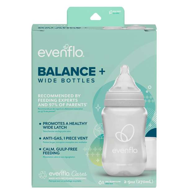 Evenflo Balance + Wide Bottles, 9oz, 2pk