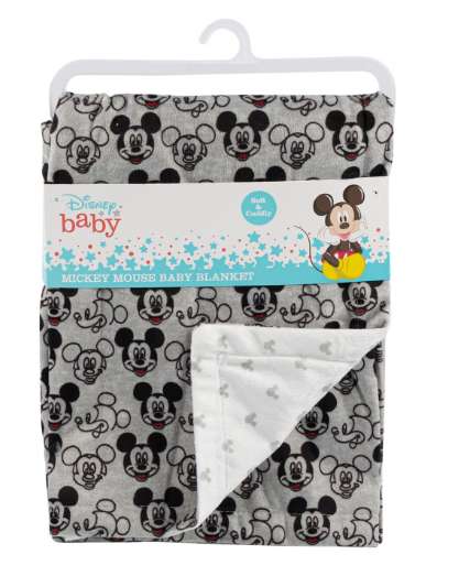 Wholesale Disney Baby Blankets - Mickey Mouse, Grey, 30"x40"