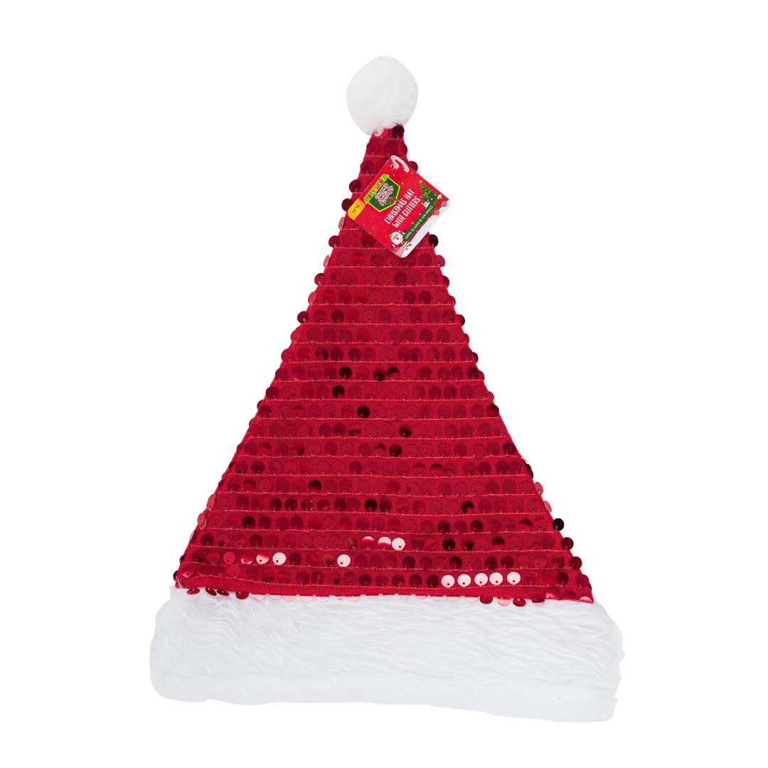 Bulk Santa Hat with Red Glitters, 16" - DollarDays