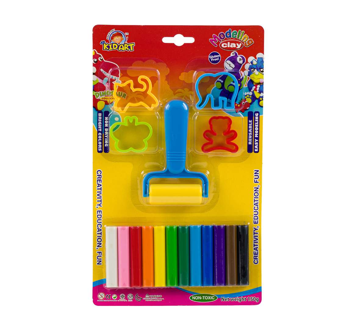 Wholesale Modeling Clay Playsets, 12 Colors, Roller & 4 Molds