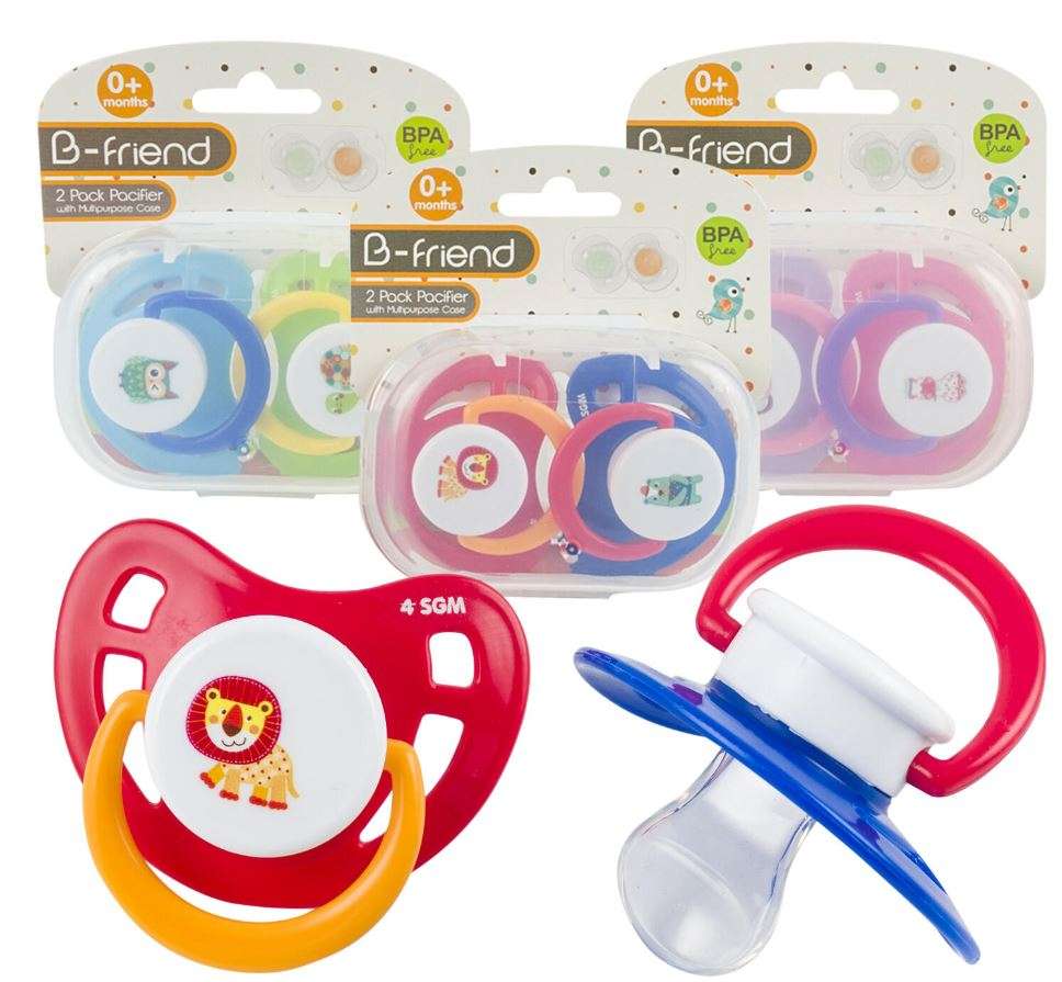 Wholesale B-Friend Pacifiers Case - Assorted Colors, 2 Pack + Case