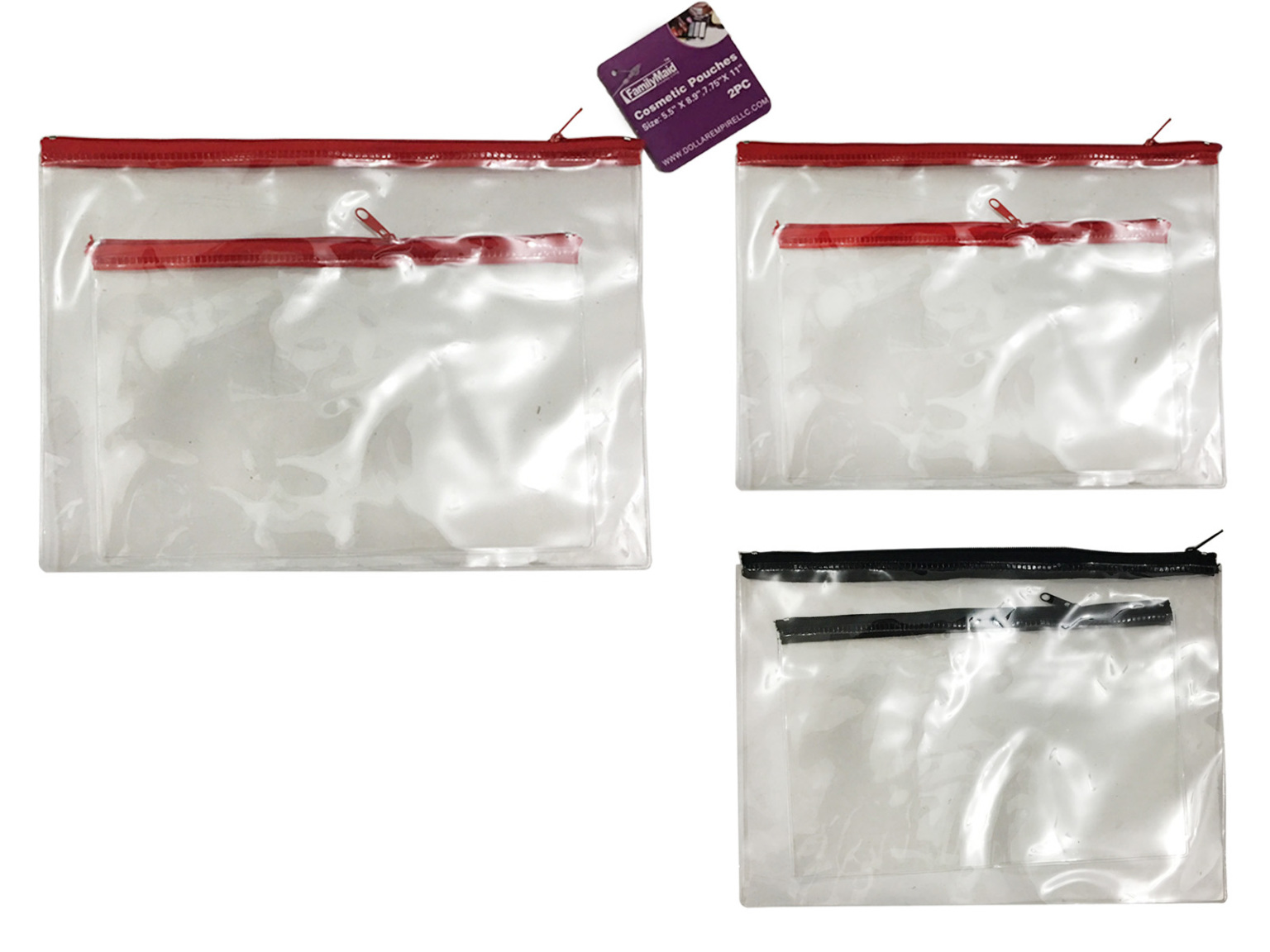 Wholesale Clear Cosmetic Pouch With Zipper - 2 Piece | DollarDays