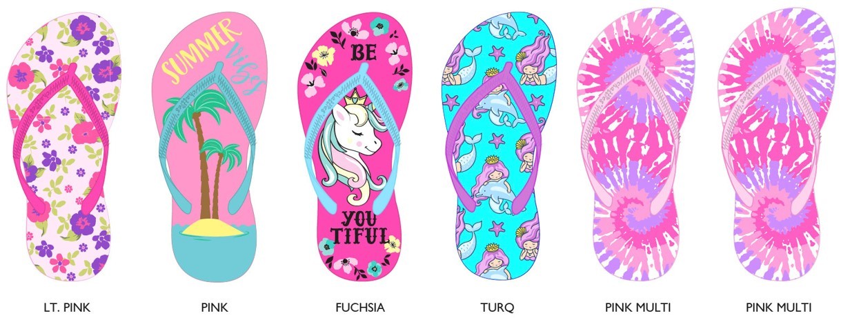 Wholesale Girls' Printed Flip Flops in Sizes 11-5 - DollarDays