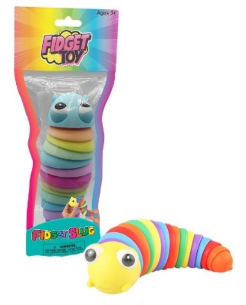 Wholesale Fidget Toy Slugs - Assorted Colors, 6.5"
