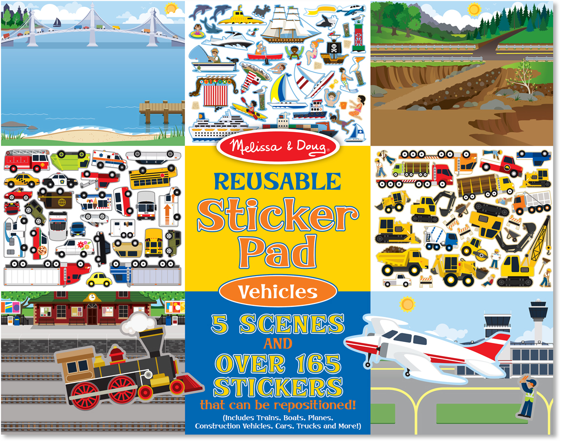 Wholesale Reusable Sticker Pad - 165 Pack, Vehicles