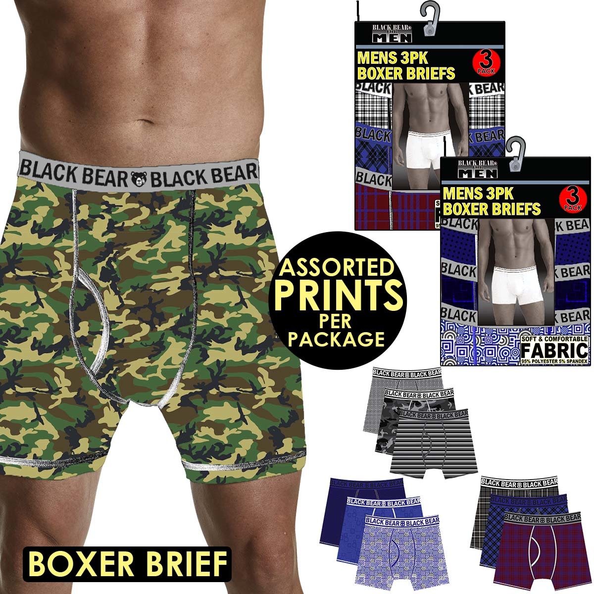 Wholesale Men's Knit Briefs - Large, 3 Assorted Prints | DollarDays