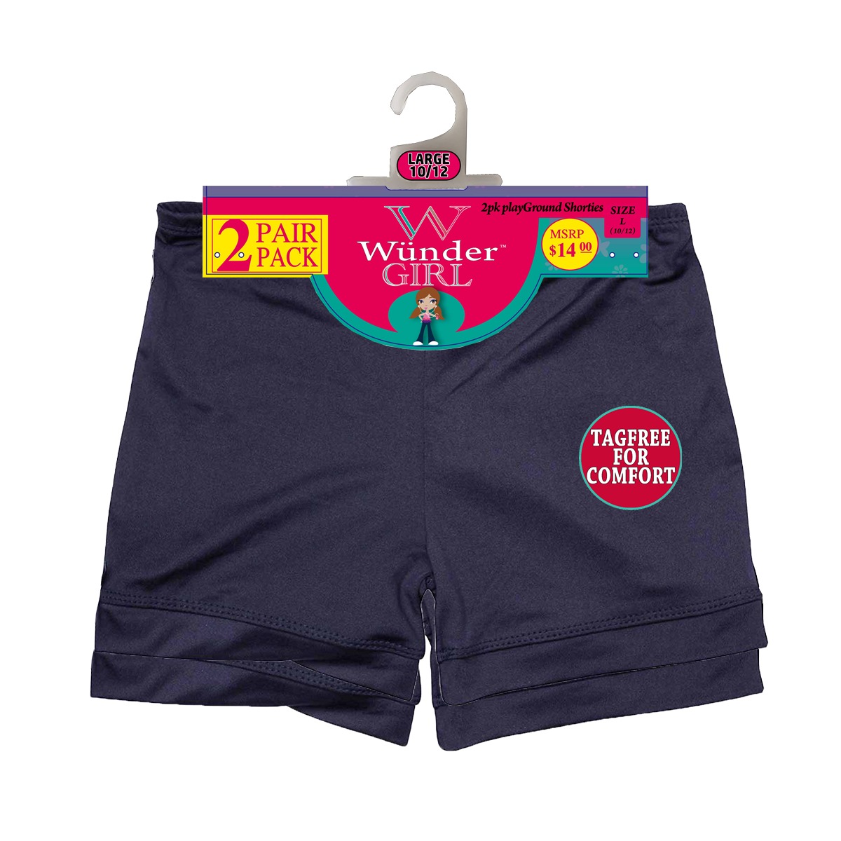 Wholesale Girls Shorties - Navy, M-XL, 2 Pack, Nylon | DollarDays