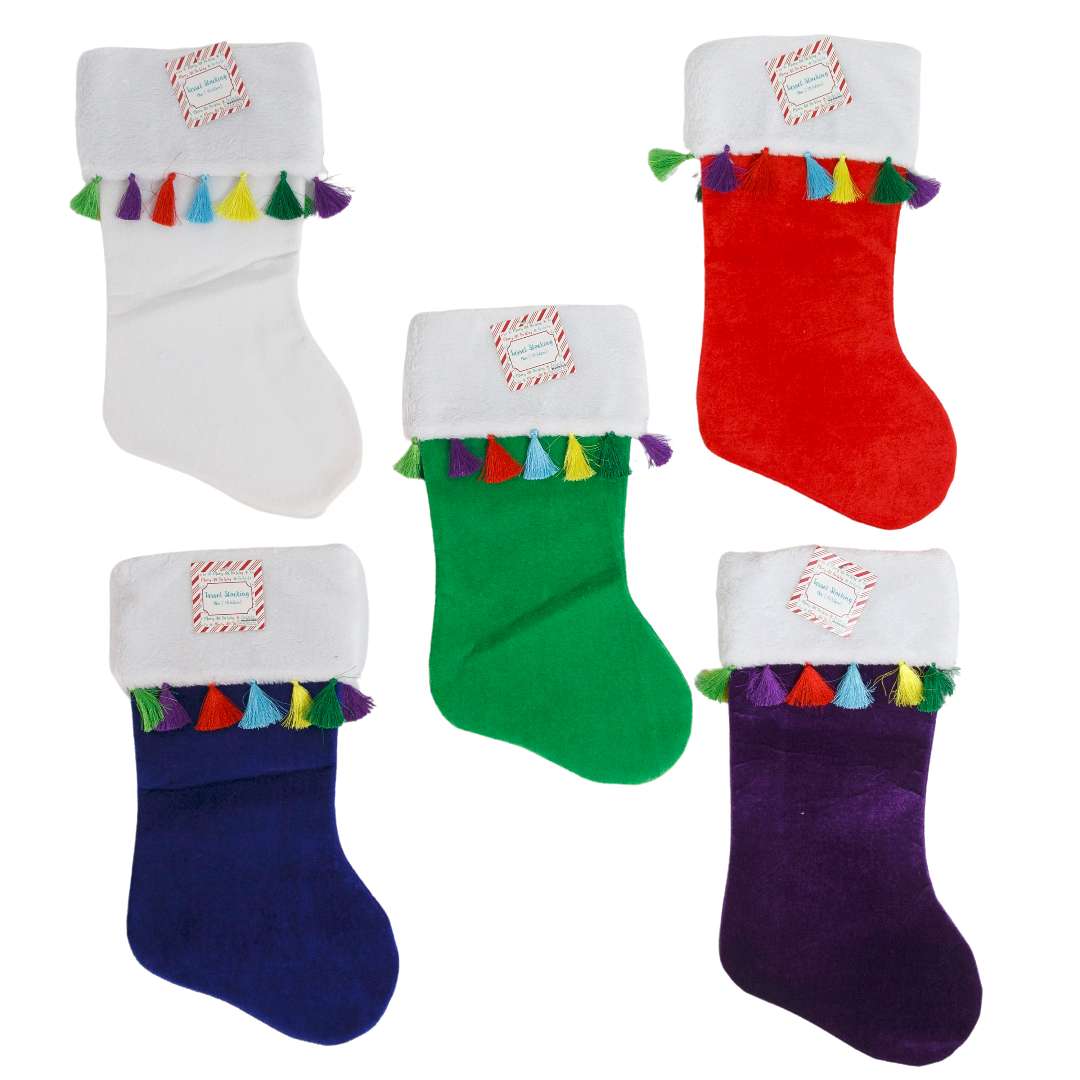 Velvet Stockings with Multi-Colored Tassels - Assorted | DollarDays