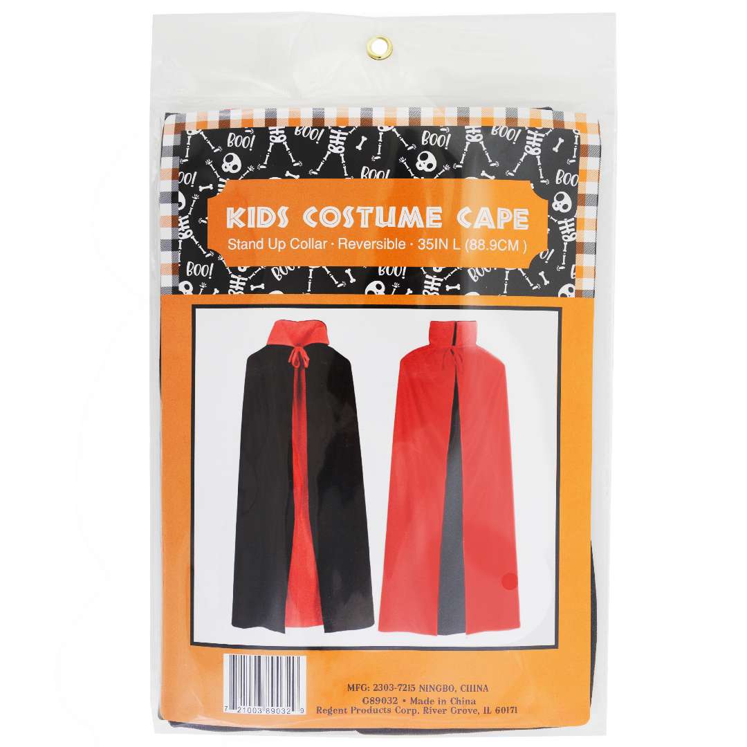 Bulk Kids' Reversible Capes, Re/Black, 35" Long