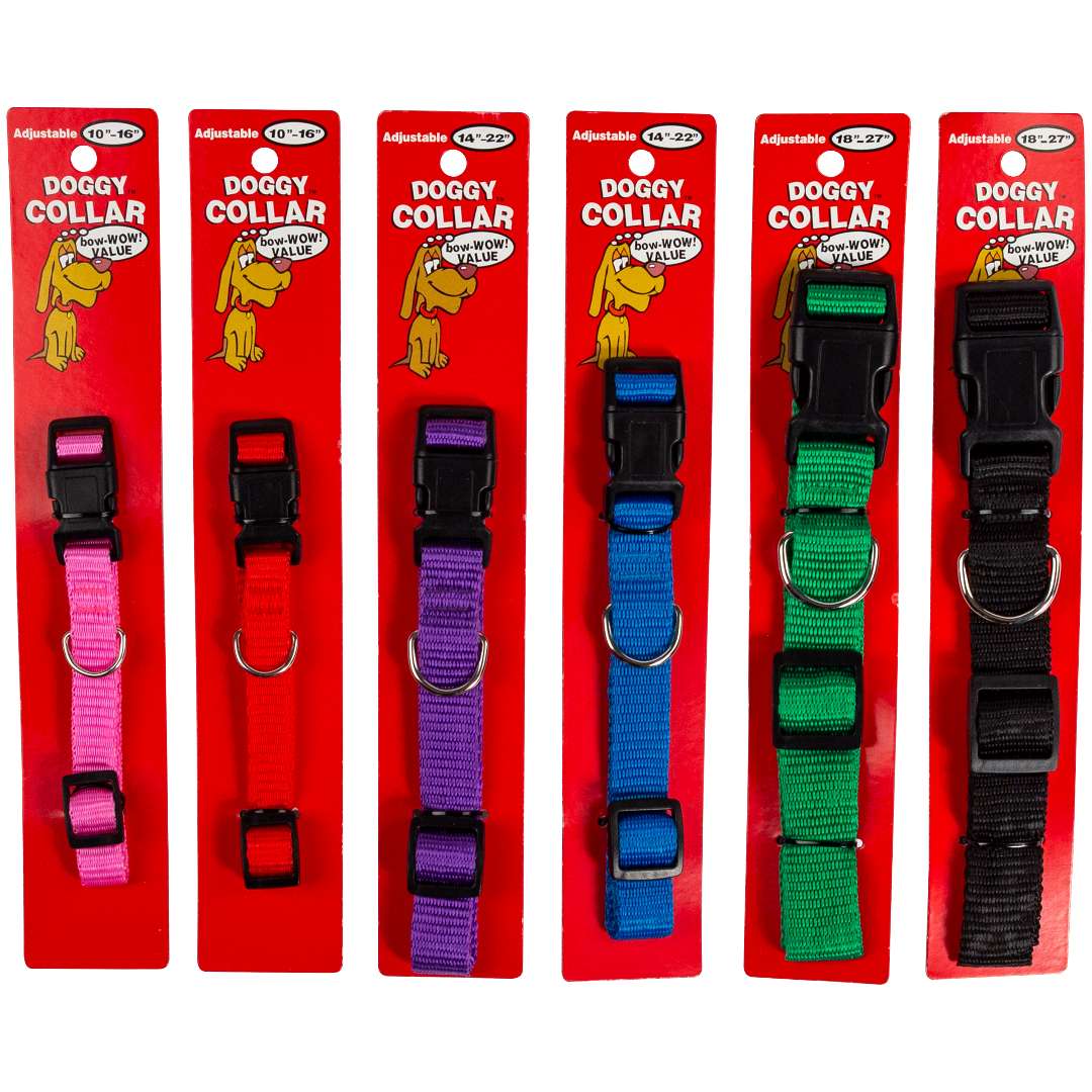 Bulk Dog Collars, Assorted Sizes, 6 Solid Colors