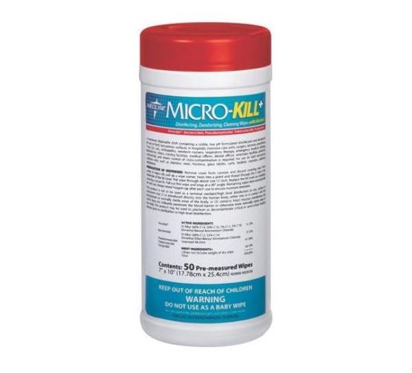 Wholesale Micro Kill Disinfectant Wipe 7" x 10", 50 Wipes/Tub