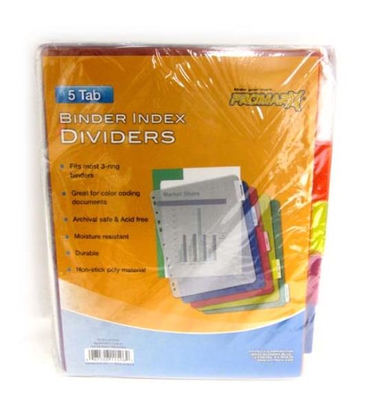 Wholesale Binder Index Dividers - 5 Tabs