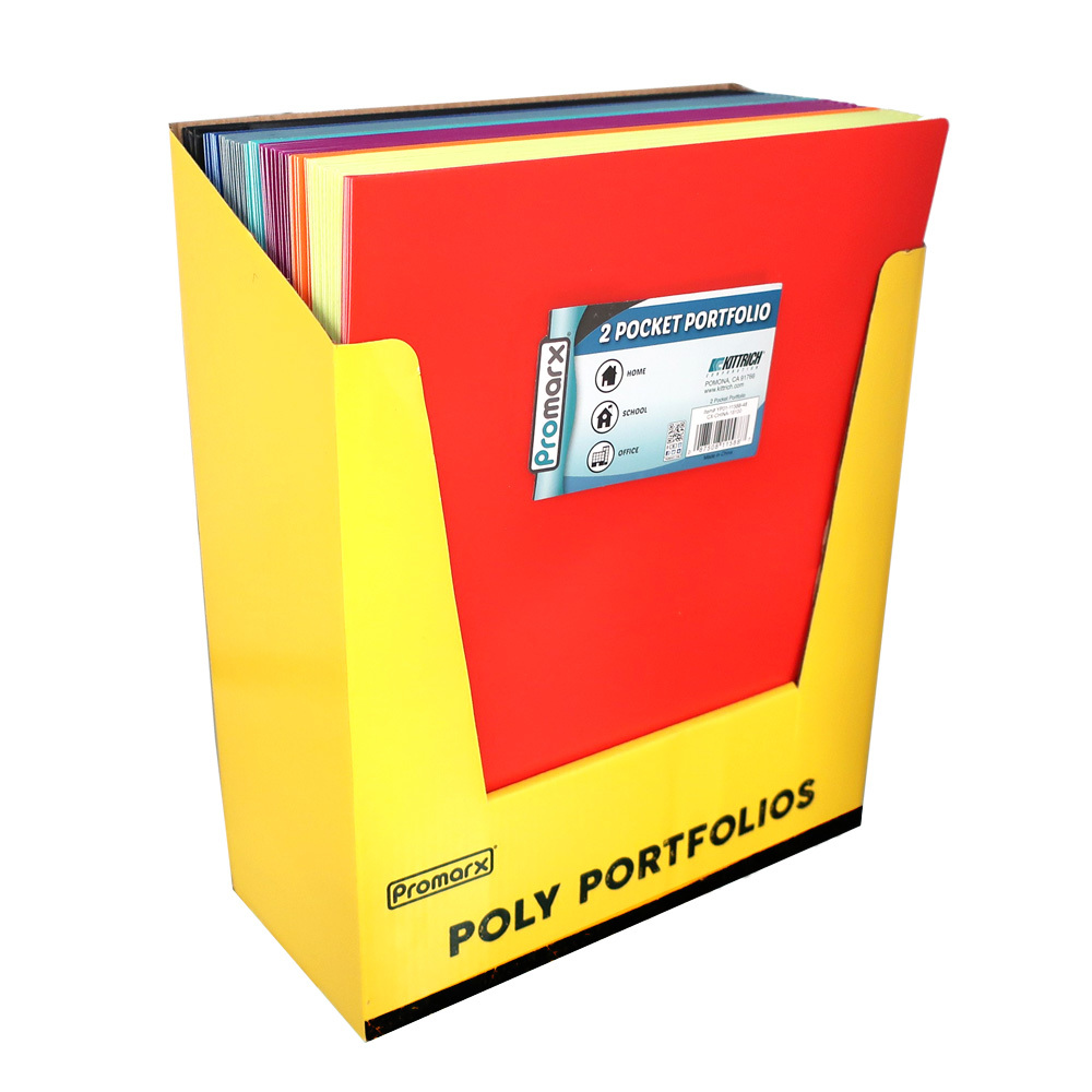 Wholesale Folders - 2 Pockets, Assorted Colors, Poly