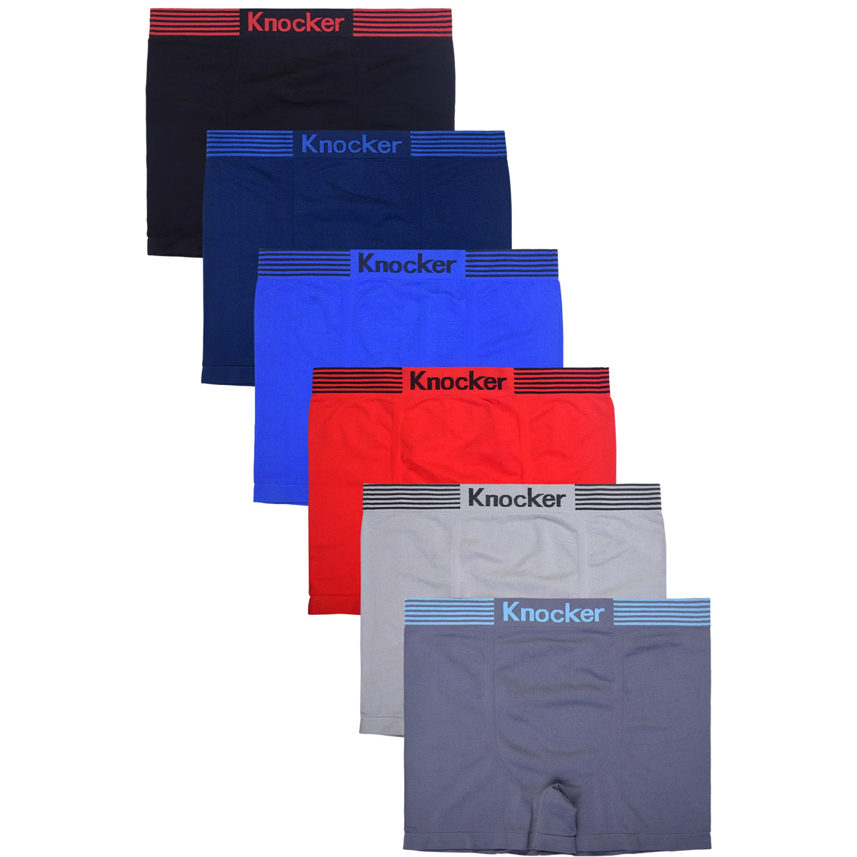 Bulk Men's Seamless Boxer Briefs with Striped Waistband - DollarDays